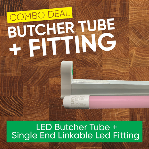 T8 4ft LED Butcher Tube + Single End Linkable Led Fitting — Light Market